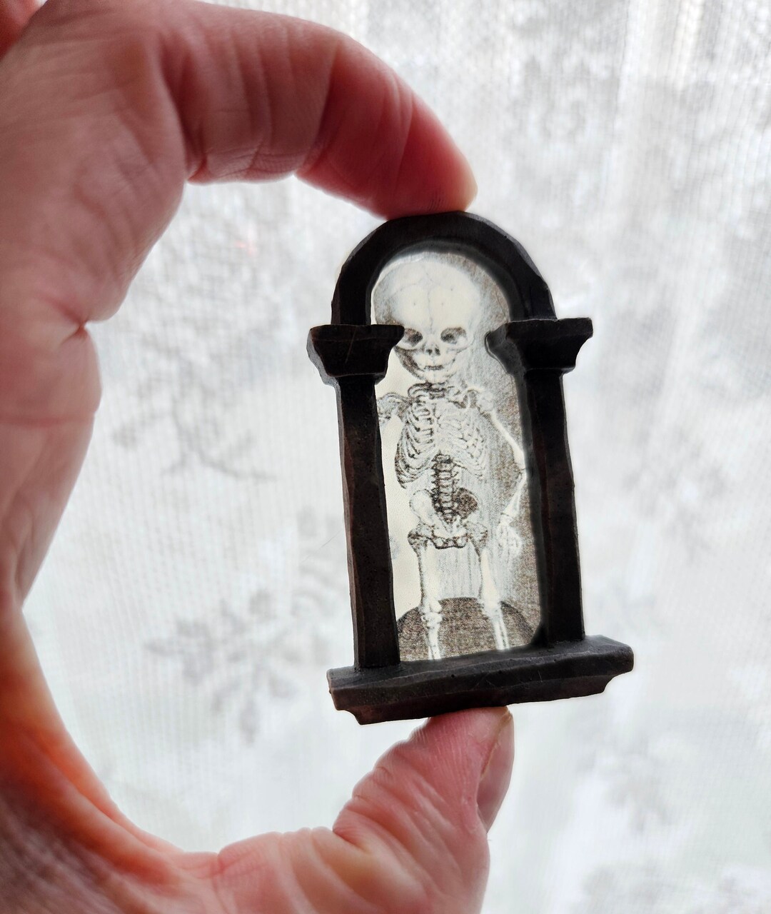 Dollhouse Stained Glass Effect Gothic Goth Morbid Skeleton Window in ...
