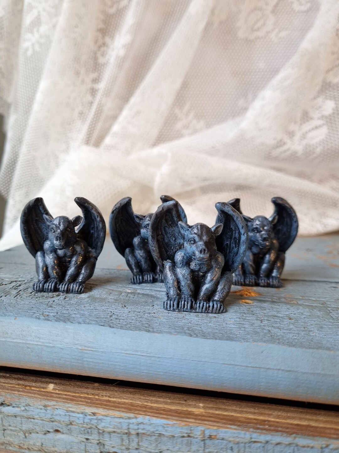 1 Miniature Gargoyle - Gothic Vampire Bat Gargoyle Statue Halloween ...