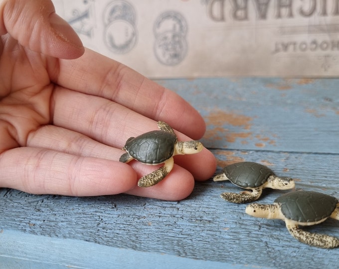 Miniature Green Water Turtle Sea Turtle for Miniature Crafts, Dollhouse ...