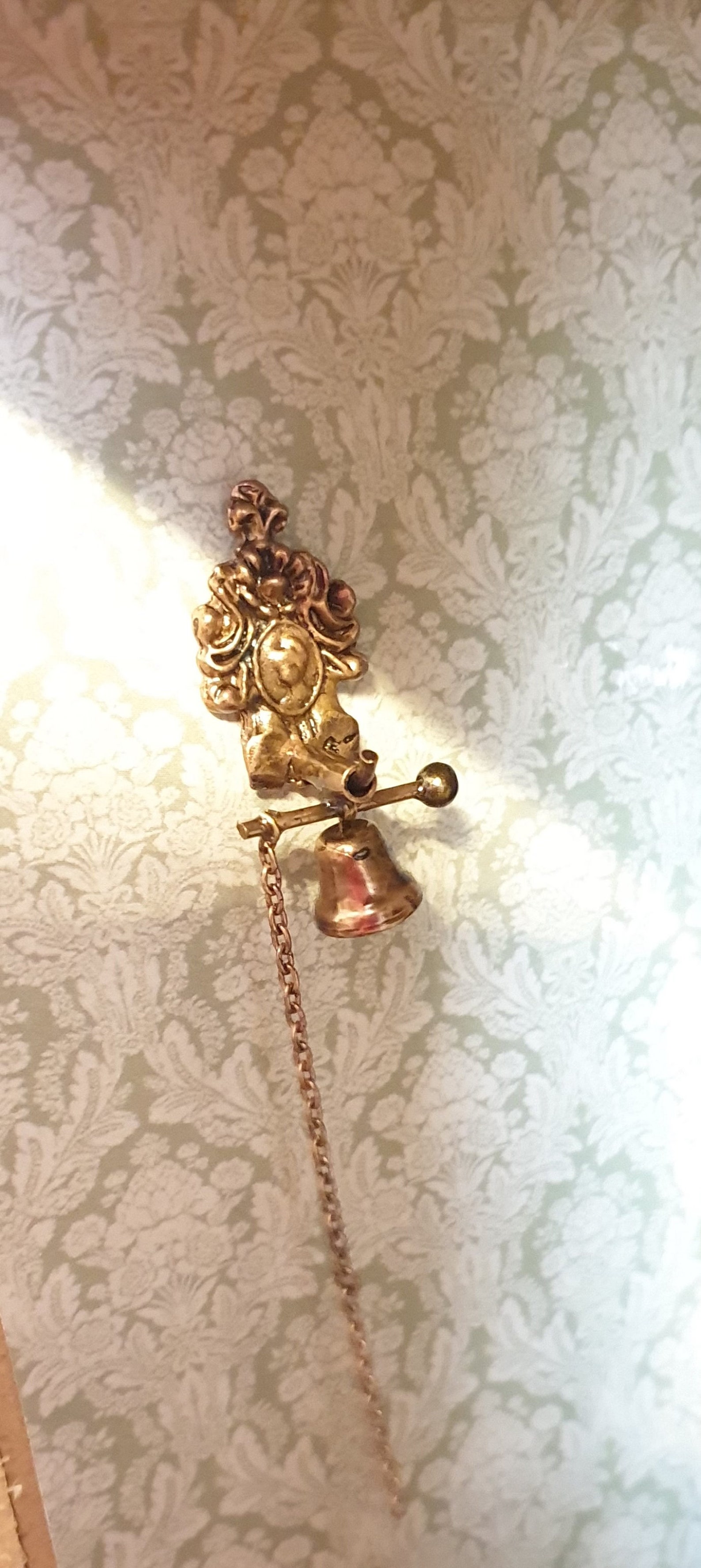 Miniature House Bell With Chain, Bell Caller Ornate Baroque Victorian ...