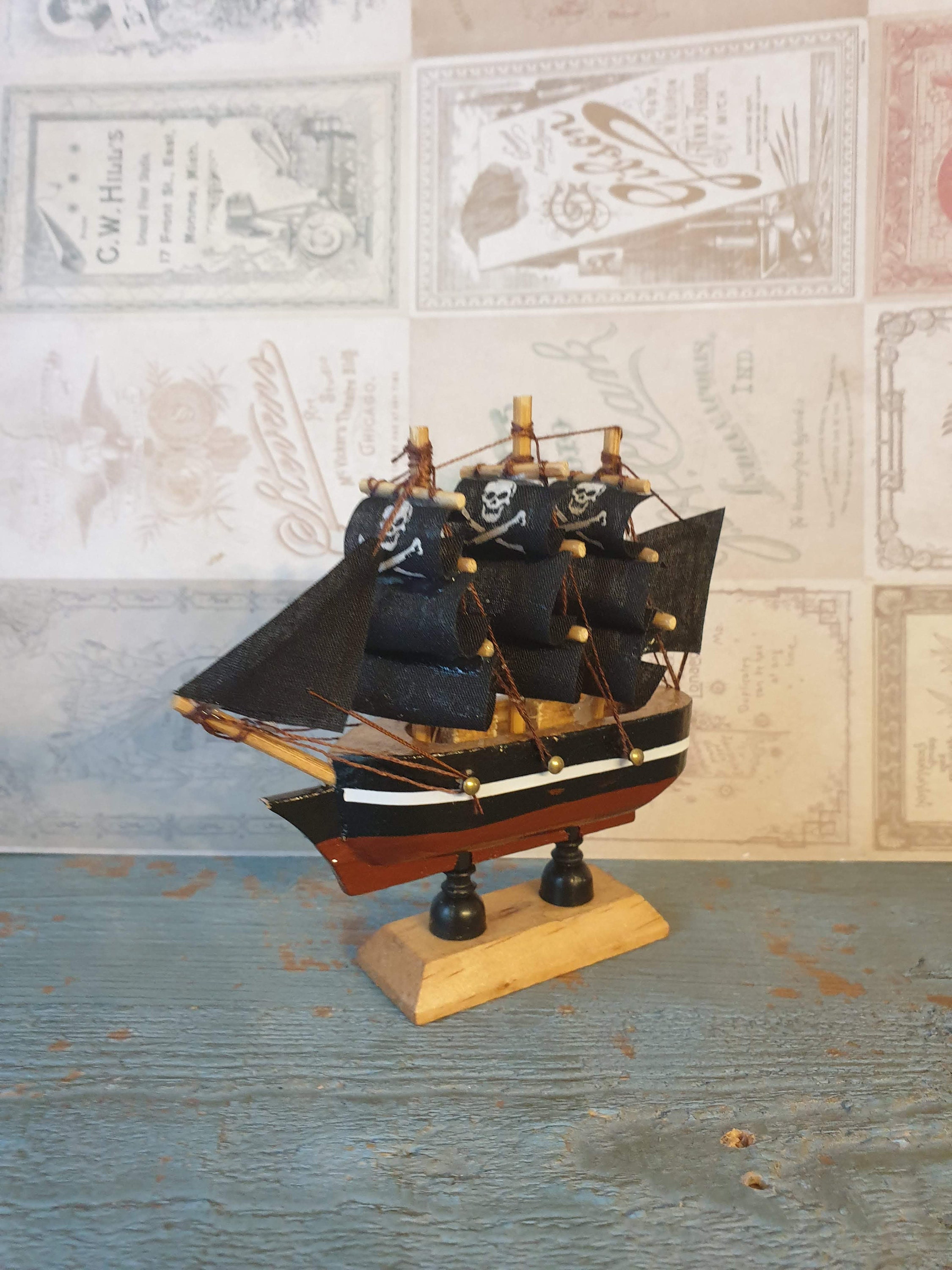 Miniature Pirate Ship Made of Wood Scale Model Ship Boat - Etsy