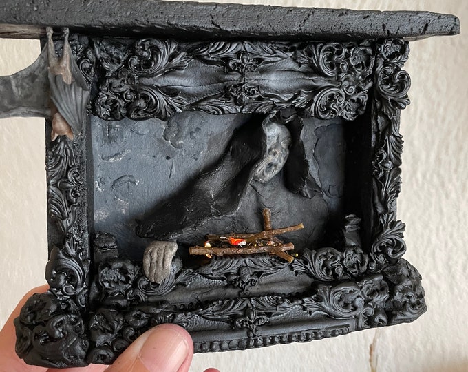 Miniature Fireplace ,battery Operated , Haunted House-,halloween ,ooak ...