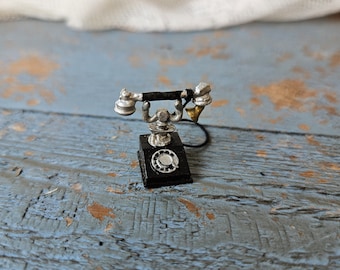 Dollhouse Rotary Dial Telephone 1 12th Scale Telephone Miniature Metal ...