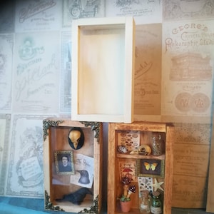 Wooden Display Box Small Tiny Shadow Box. With a Acrylic Glass Sliding ...