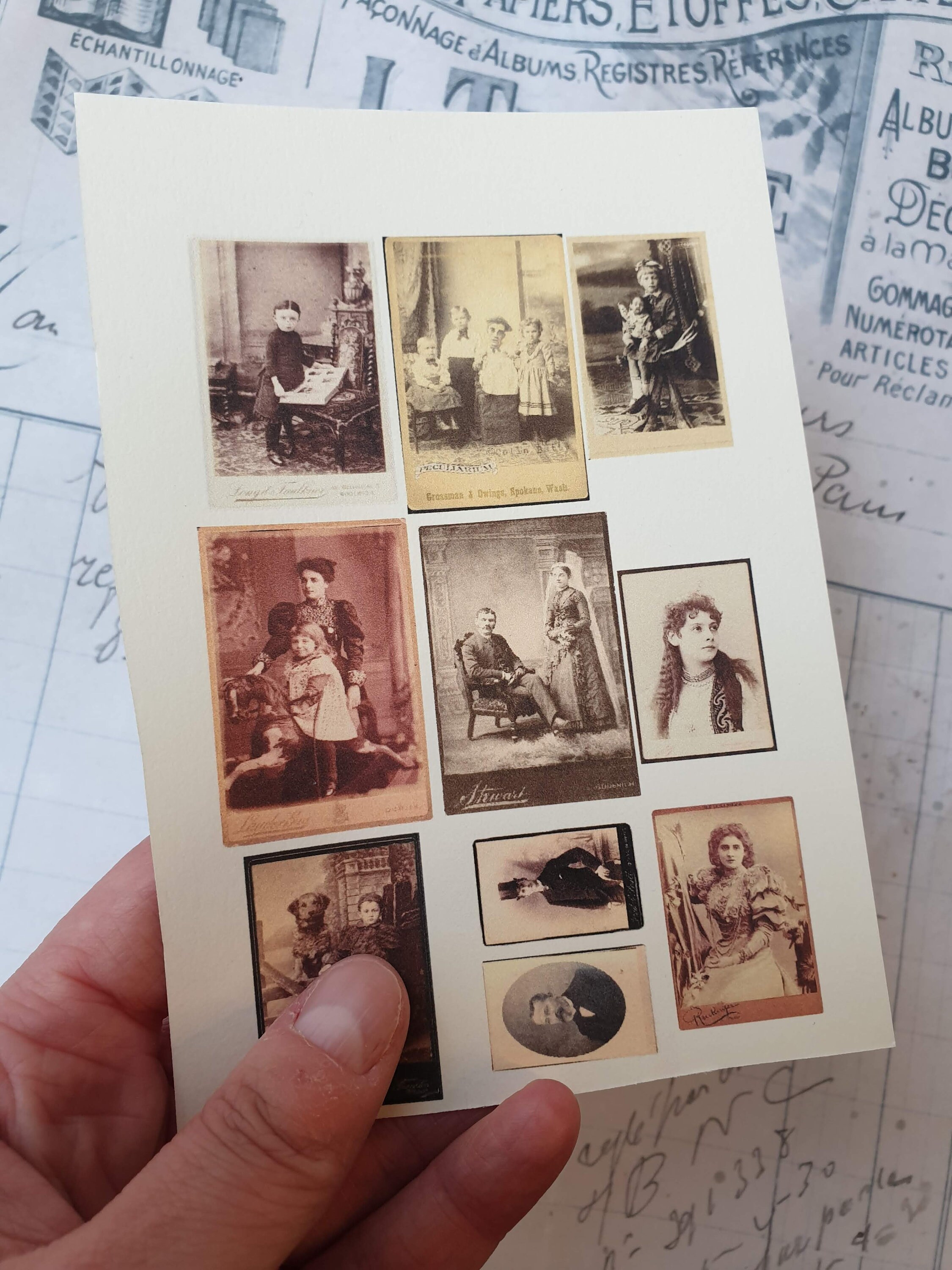 NO DIGITAL , Real PAPER Sheet With Antique Photos Photograph Miniature ...