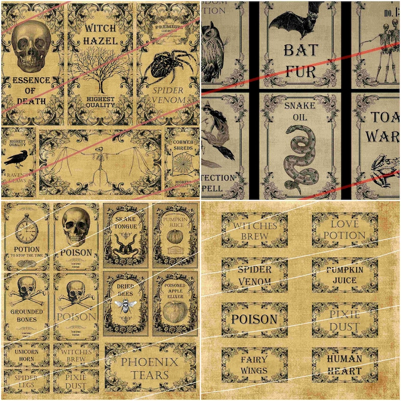 WITCH POTION LABELS Digital Download 4 Sheets With Potion - Etsy