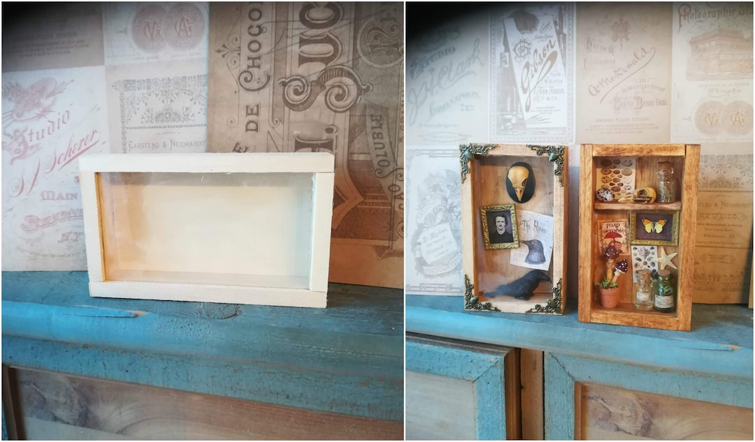 Wooden Display Box - Small Tiny Shadow Box. With a Acrylic Glass ...
