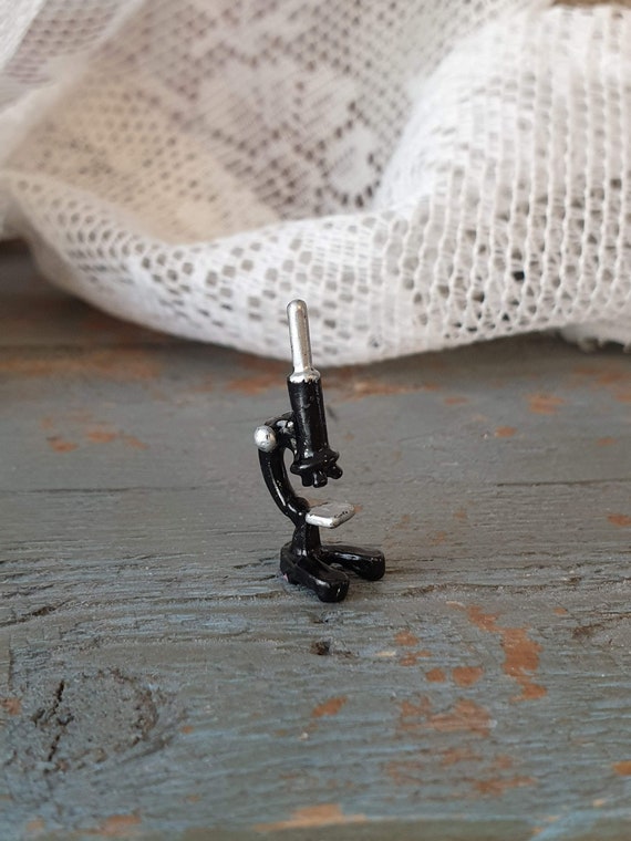 MINIATURE LABORATORY MICROSCOPE Miniature Science Scientist | Etsy