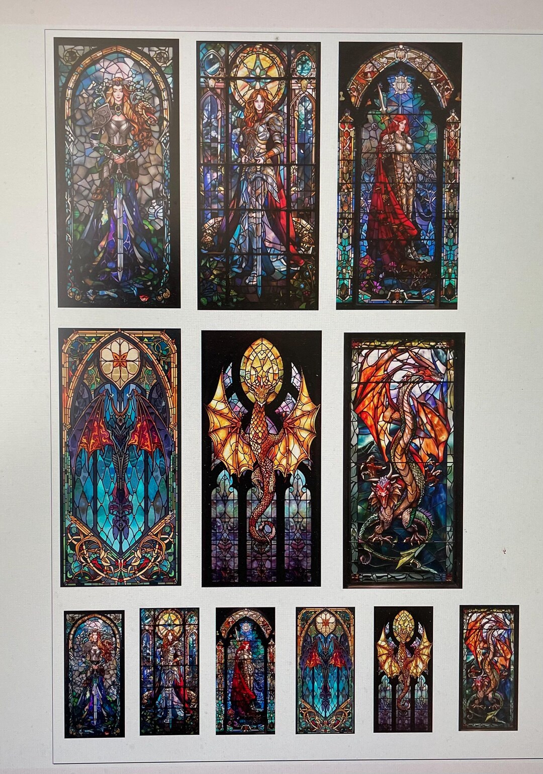 Real See-through Sheet - Dragons and Fantasy Miniature Stained Glass ...