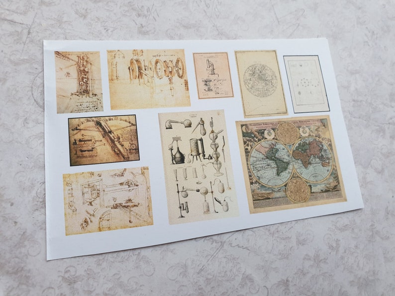 NO DIGITAL Real PAPER Sheet With Antique Drawings Professor - Etsy