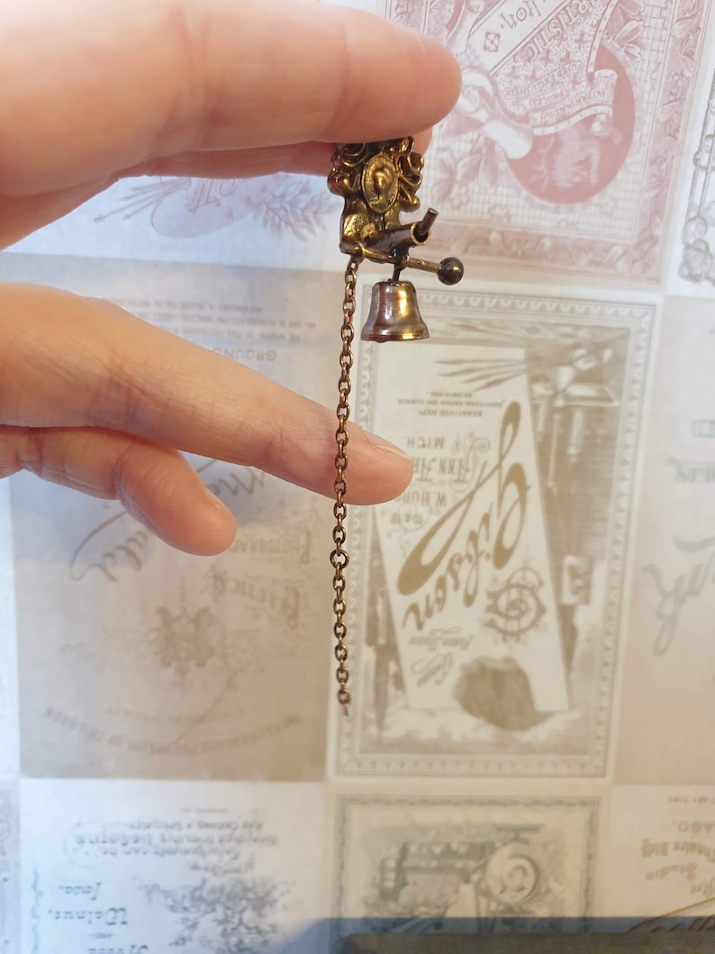 Miniature House Bell With Chain, Bell Caller Ornate Baroque Victorian ...
