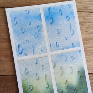 Original Painting, Watercolor Raindrops, Watercolor Landscape, Raindrop ...