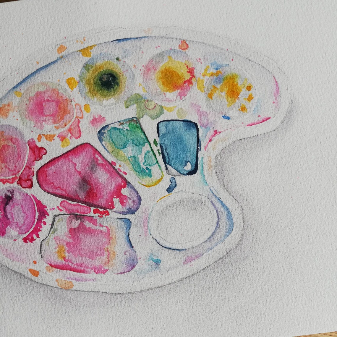 Messy Palette Watercolor Painting Original Watercolor Art - Etsy