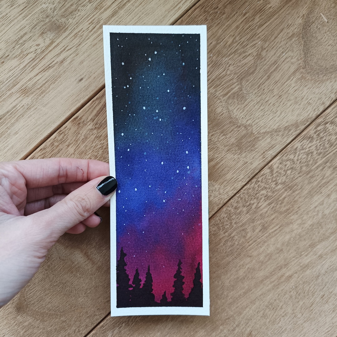 Watercolor Bookmark, Original Watercolor Painting, Galaxy Bookmark ...