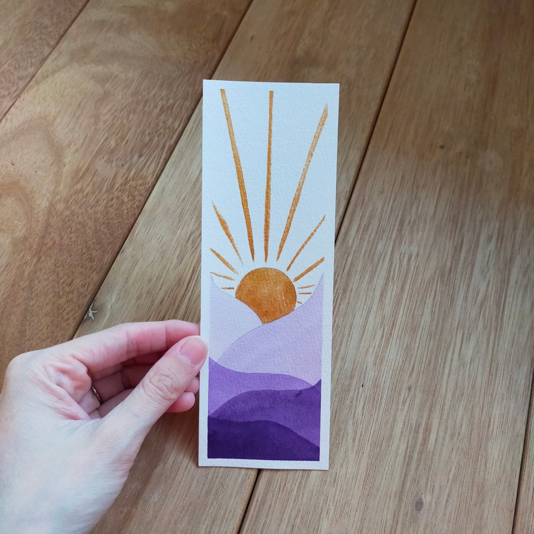 Watercolor Bookmark, Original Watercolor Painting, Purple Bookmark ...