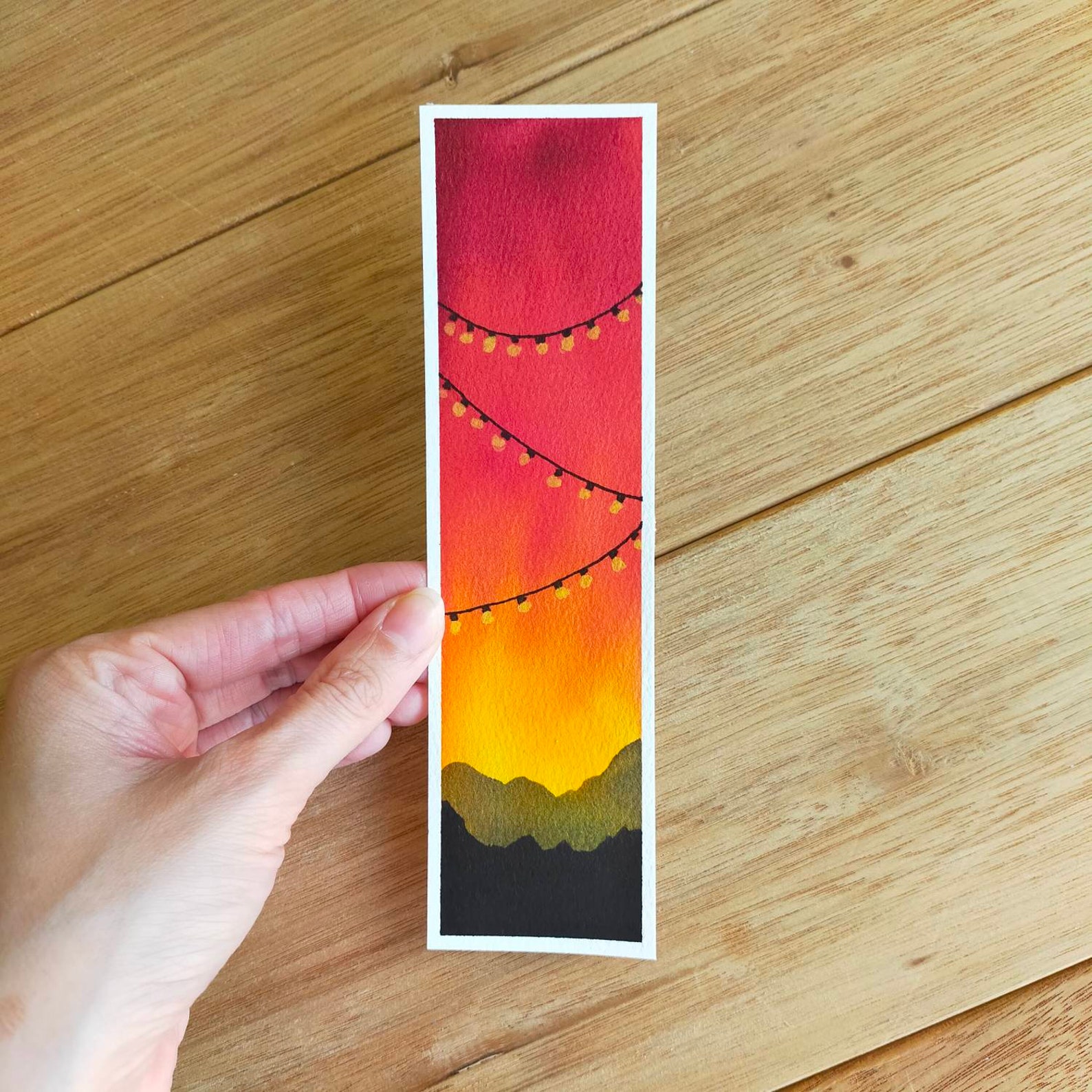 Watercolor Bookmark, Original Watercolor Painting, Sunset Bookmark ...