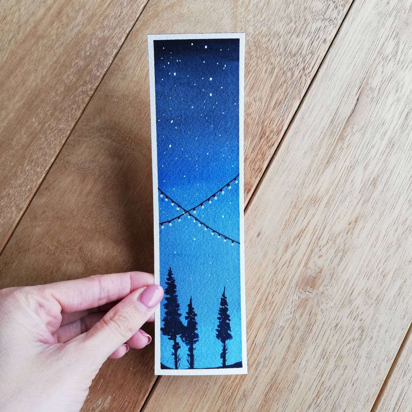 Blue Bookmark Watercolor Sky Watercolor Bookmark Pretty - Etsy