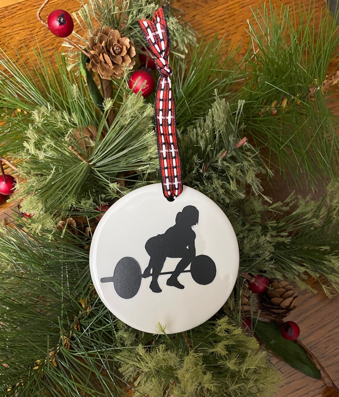Female Weightlifting Ornament - Etsy