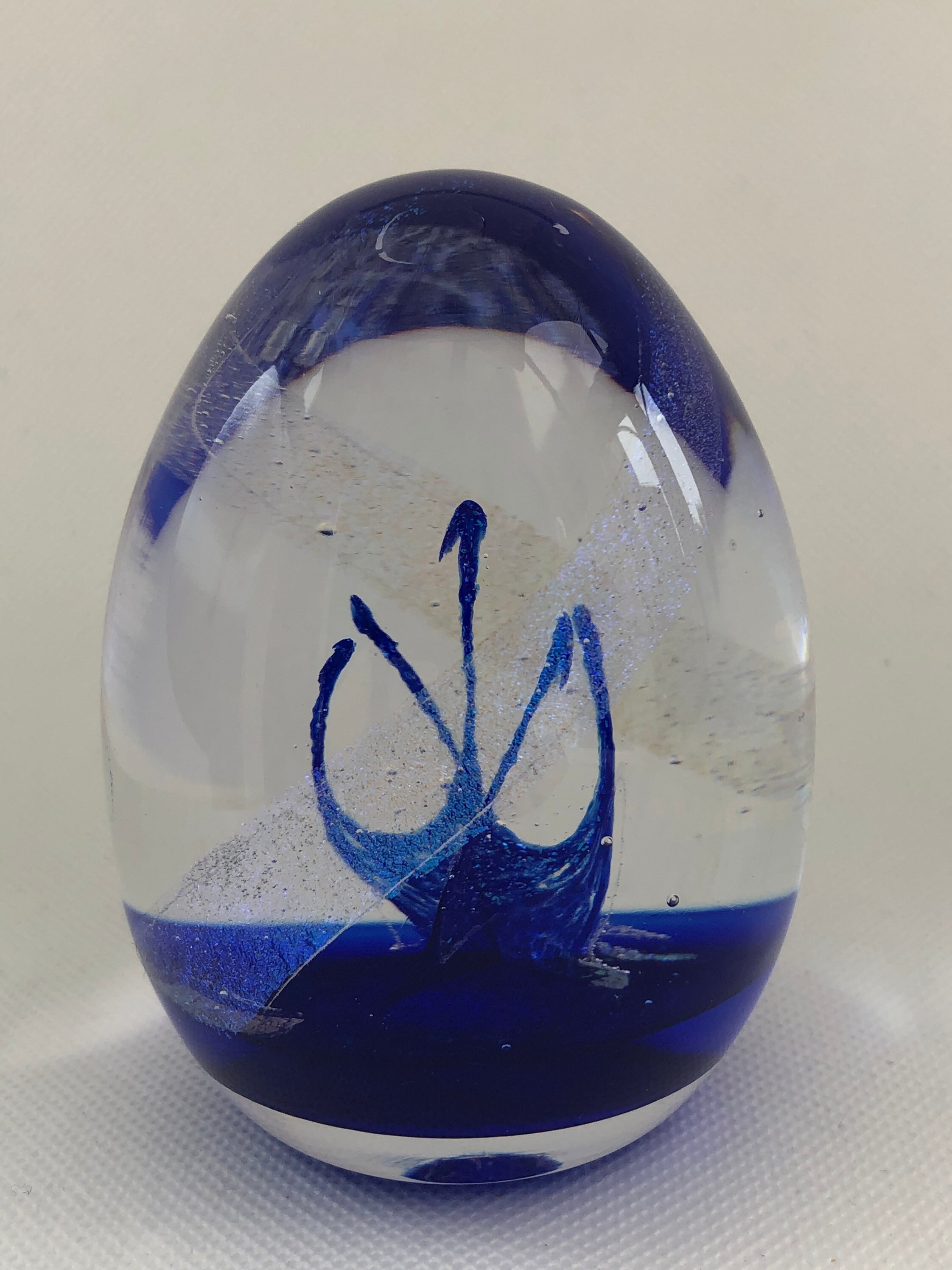 Art Glass Ovoid egg Shape Paperweight in Cobalt Blue With - Etsy