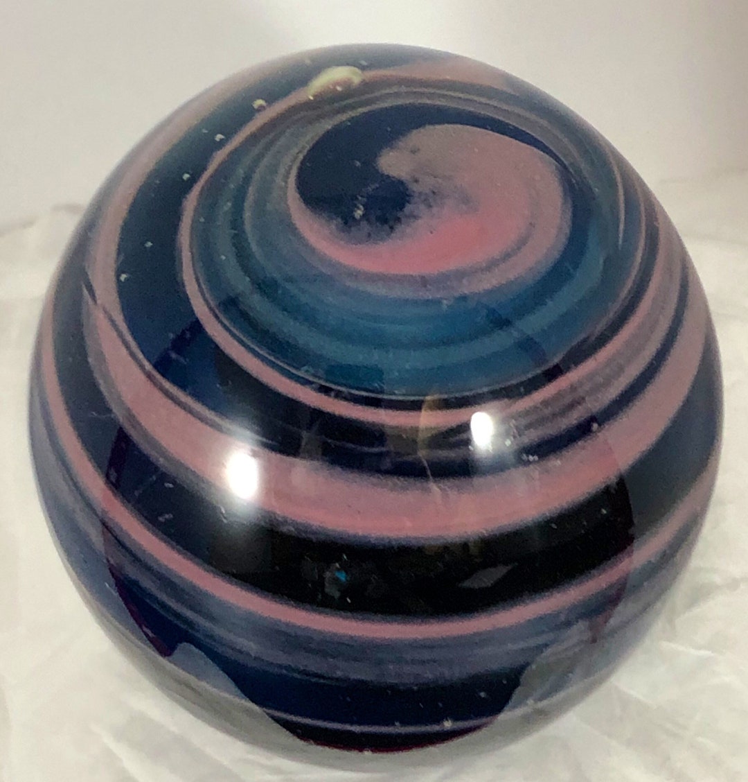 MDINA Glass Paperweight. C1970 Swirl Design Pink Green/blue - Etsy