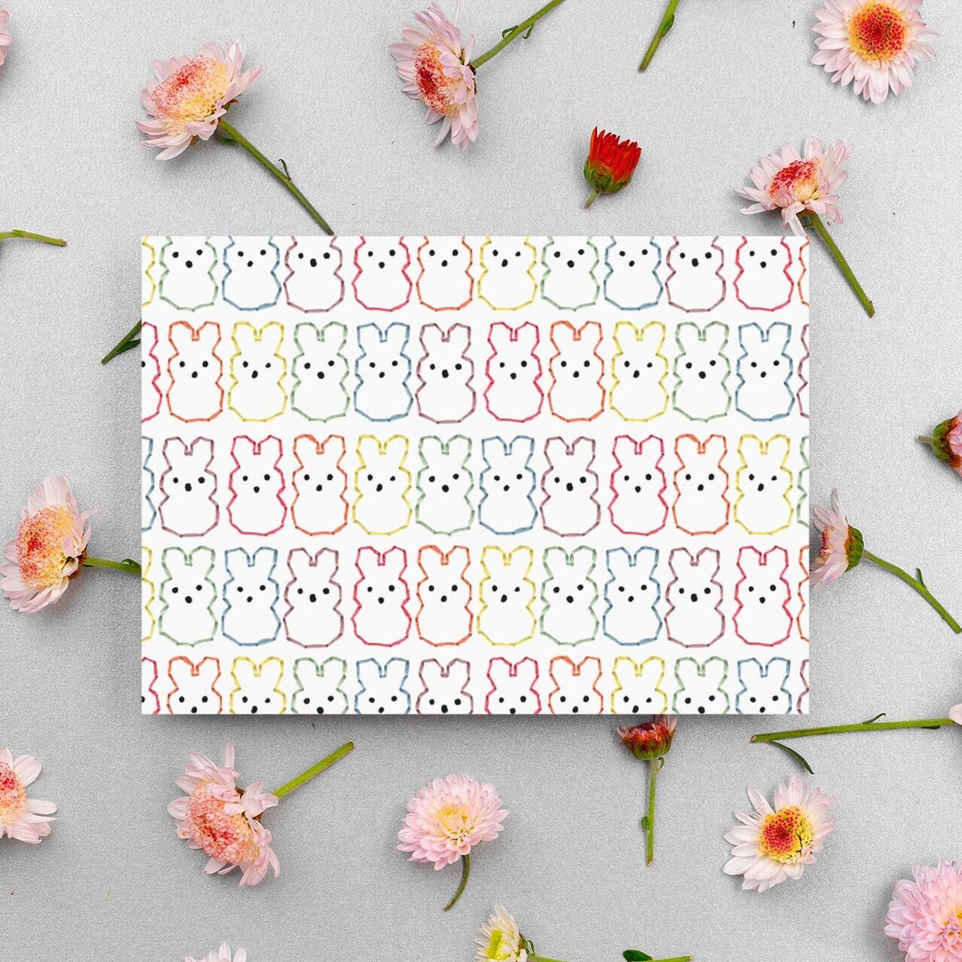 Embroidered Easter Peeps Print Card | Easter Cards Set or Single ...