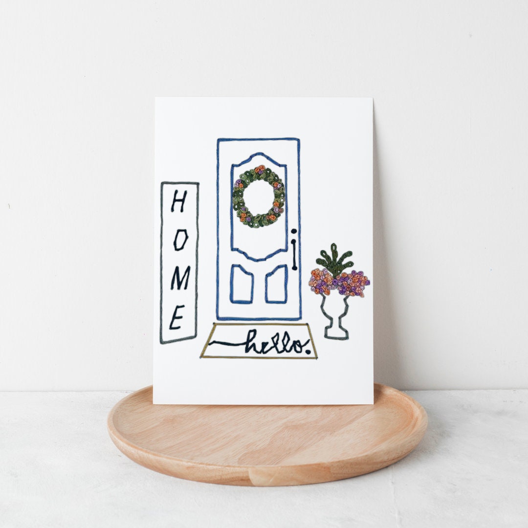Front Door Welcome Home House Warming Floral Porch Mat Handmade Card ...