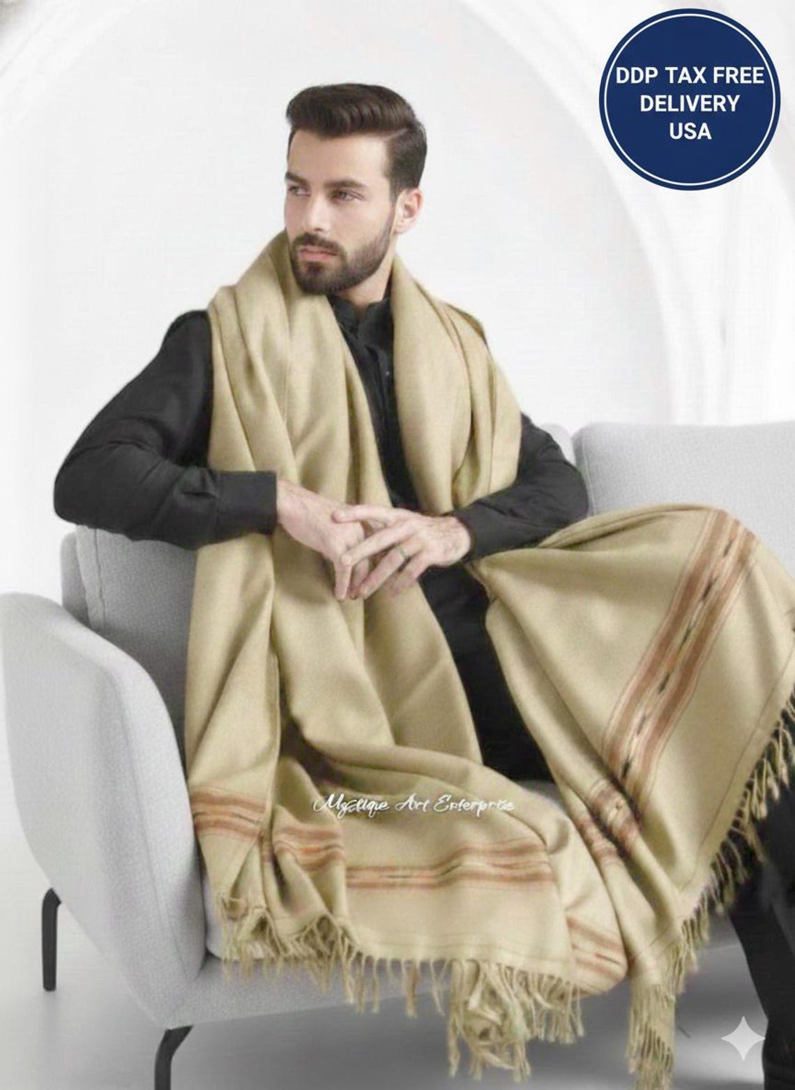 Handmade Pure Wool Kashgari Shawl: Olive Green Winter Wedding Dhussa - Etsy