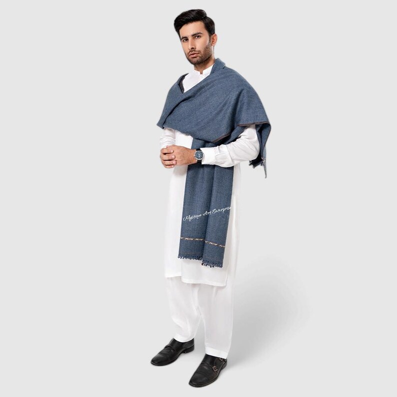 Men’s Kashmiri Wool Shawl – Pure Wool Winter Shawl for Men, Handmade ...