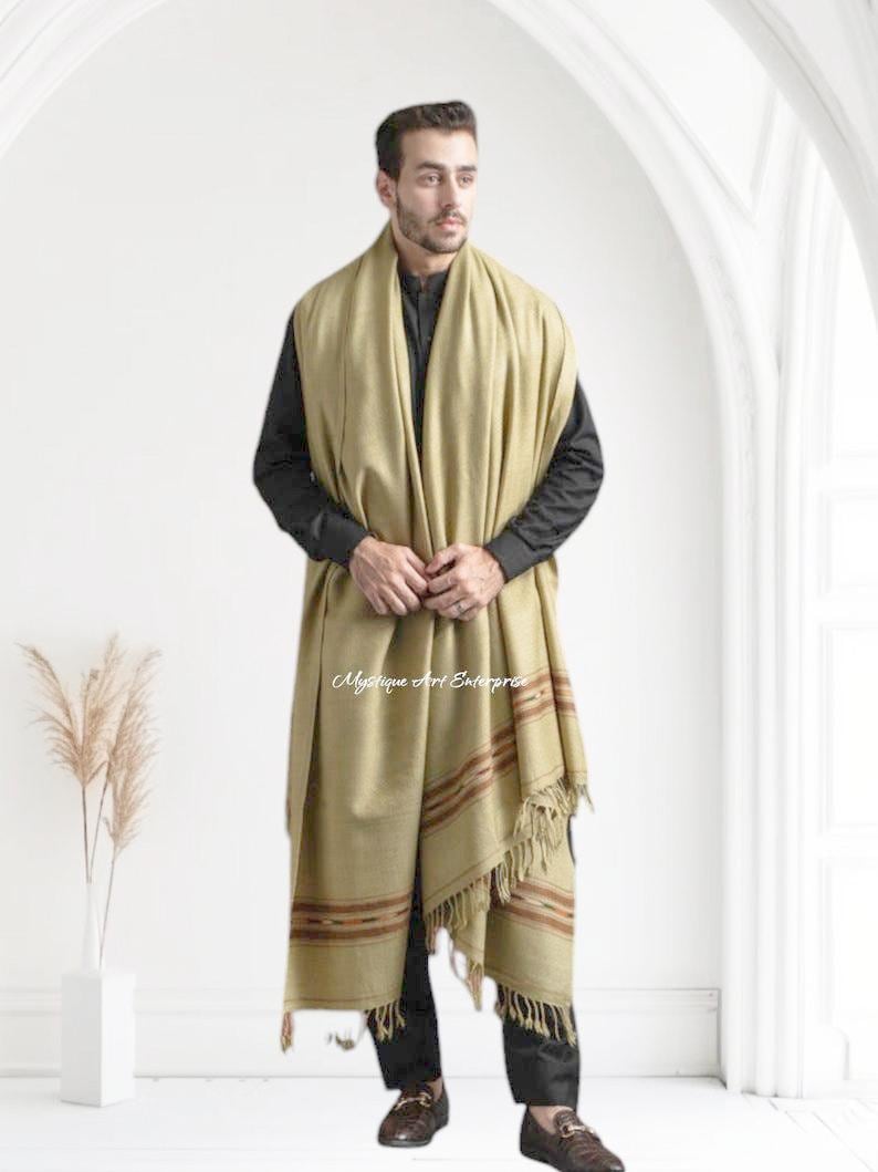 Handmade Pure Wool Kashgari Shawl: Olive Green Winter Wedding Dhussa - Etsy