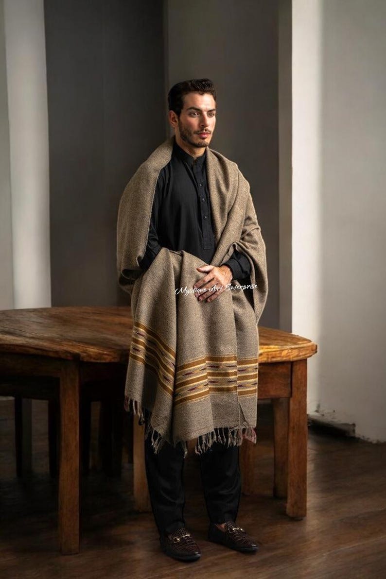 Handmade Wool Shawl for Men | Kashmiri Dhussa, Afghan Patu, Winter Wrap ...