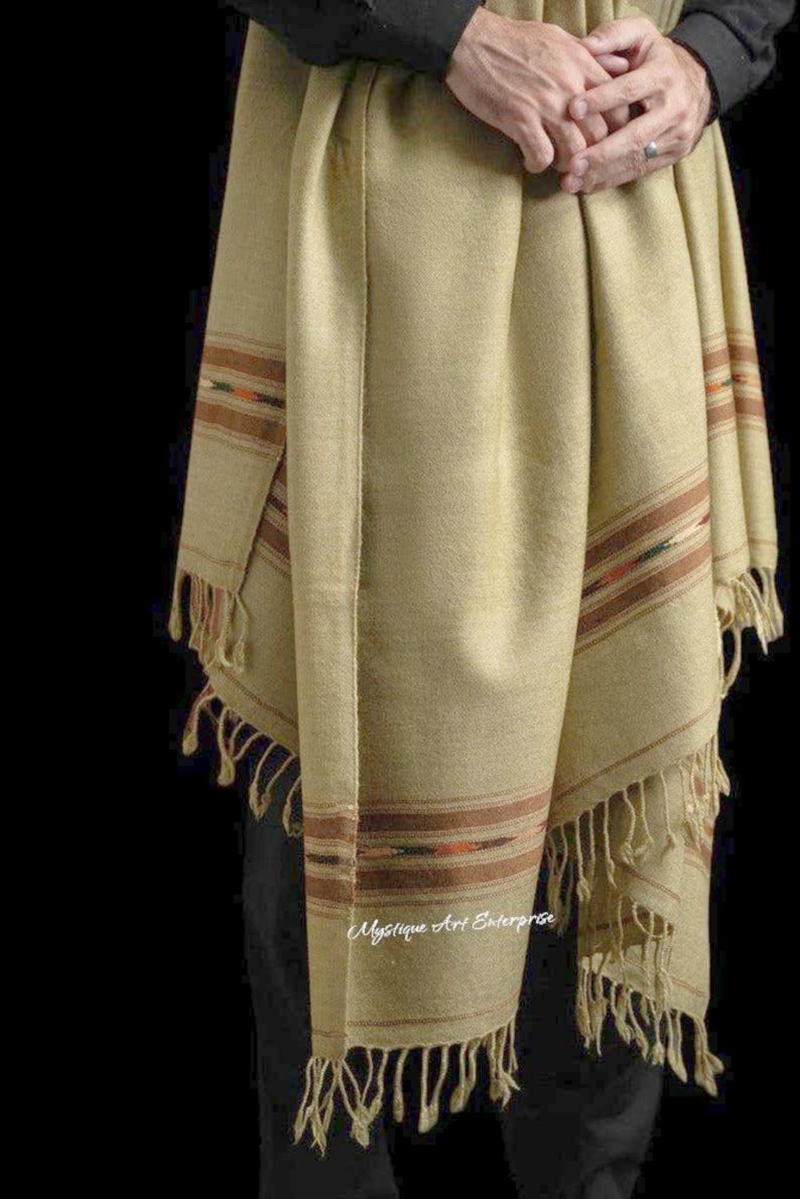 Handmade Pure Wool Kashgari Shawl: Olive Green Winter Wedding Dhussa - Etsy