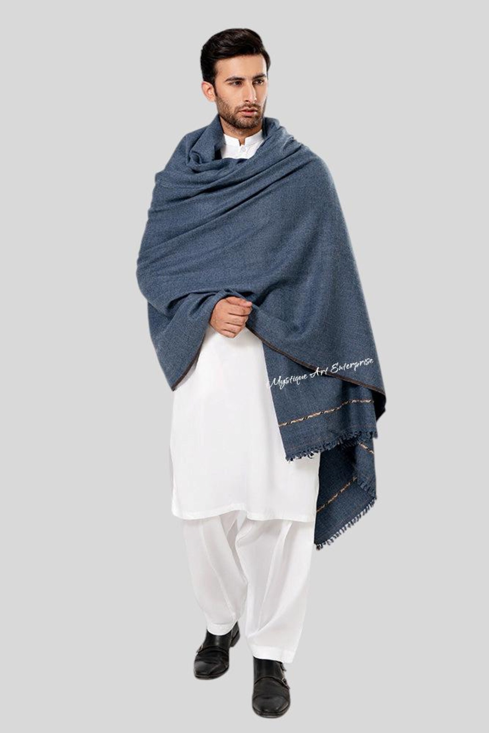 Men’s Kashmiri Wool Shawl – Pure Wool Winter Shawl for Men, Handmade ...