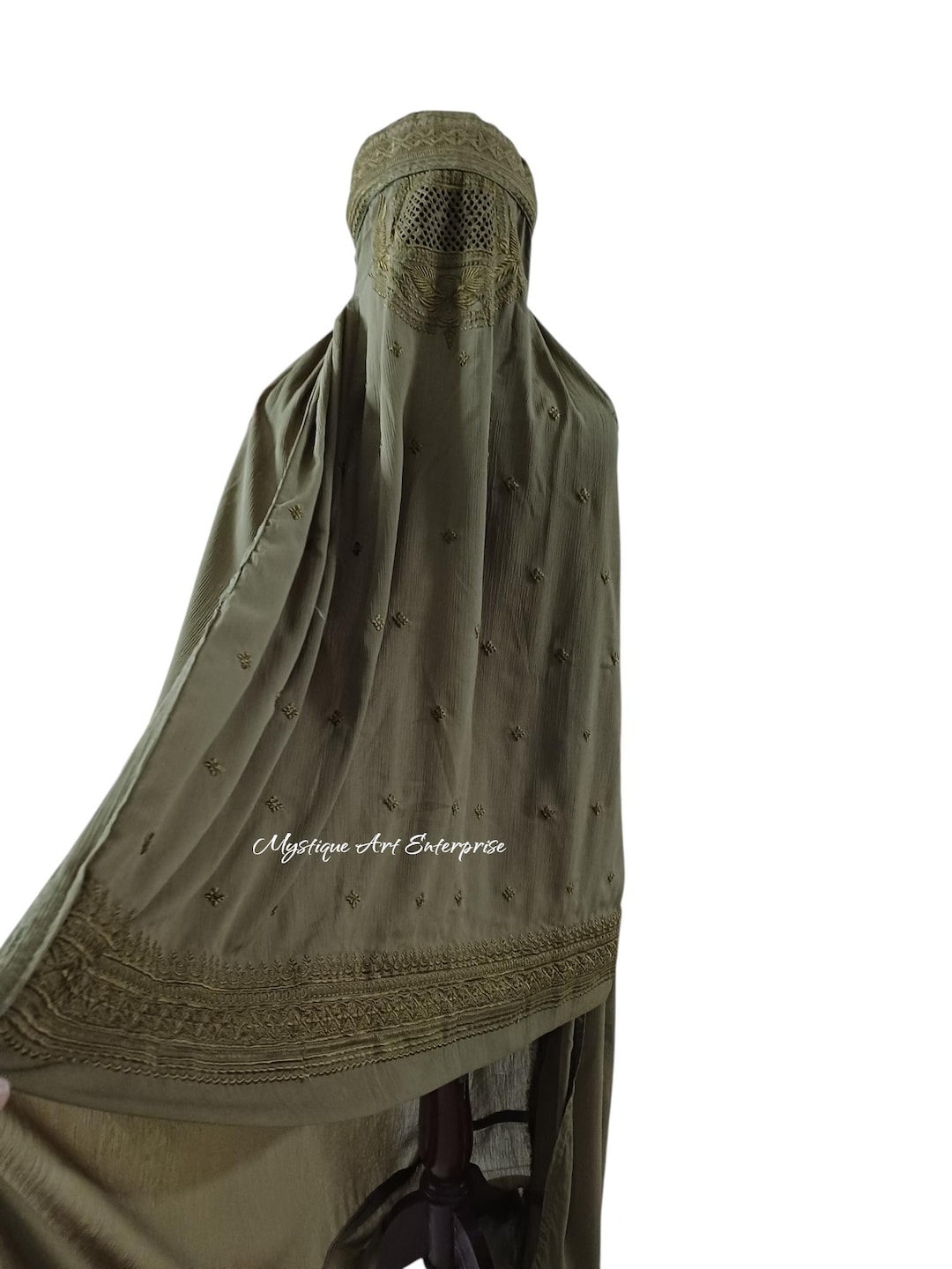 Afghan Burqa: Traditional Islamic Veil, Hijab, Lovely Olive Green Color ...