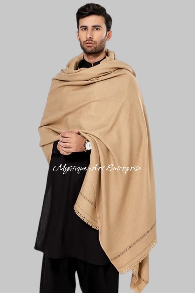 Premium Handmade Pure Kashmiri Men Wool Shawl Swati Kashgari Dhussa ...