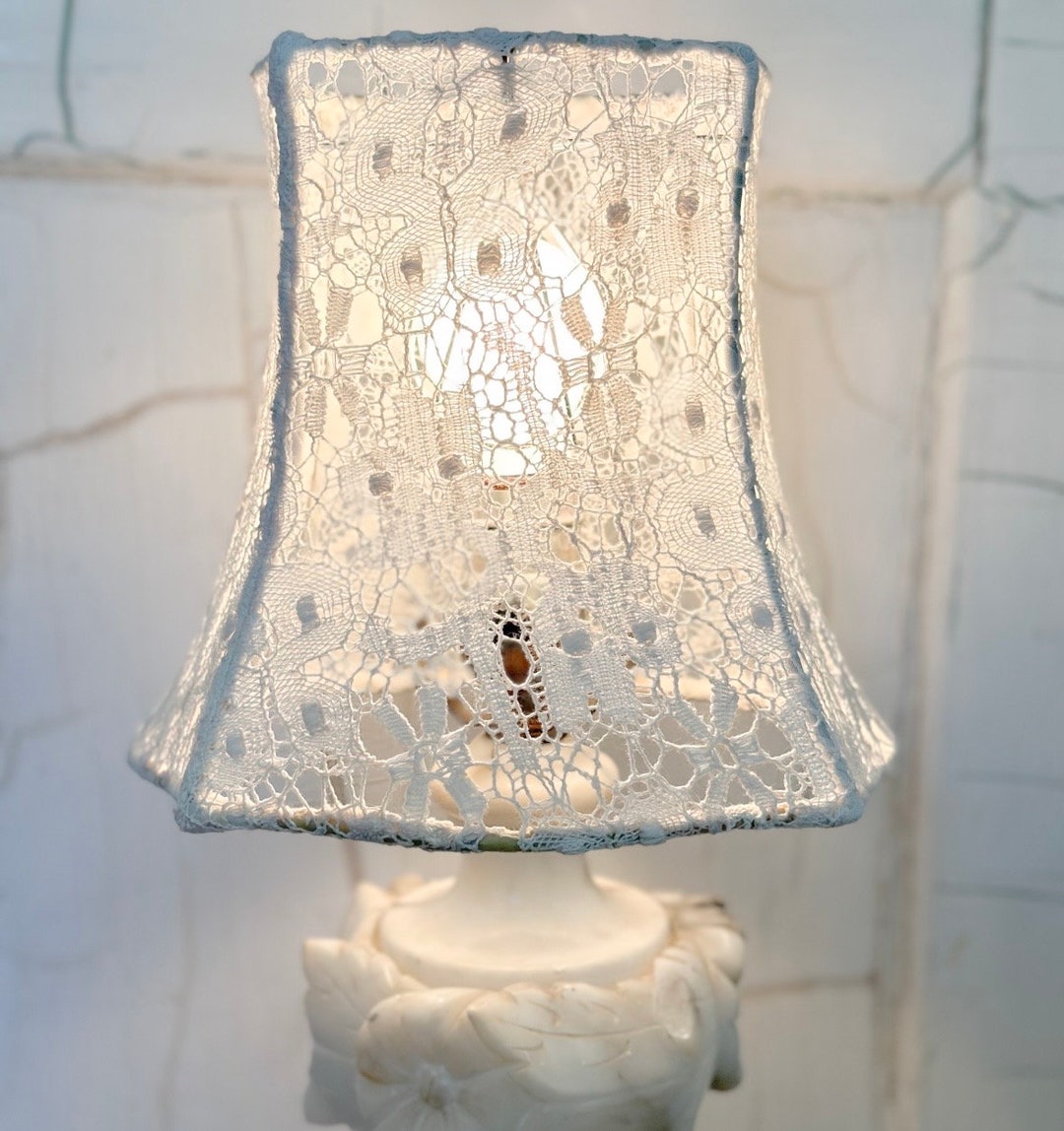 SOLD C-antique Alabaster Lamp Lace Shade - Etsy