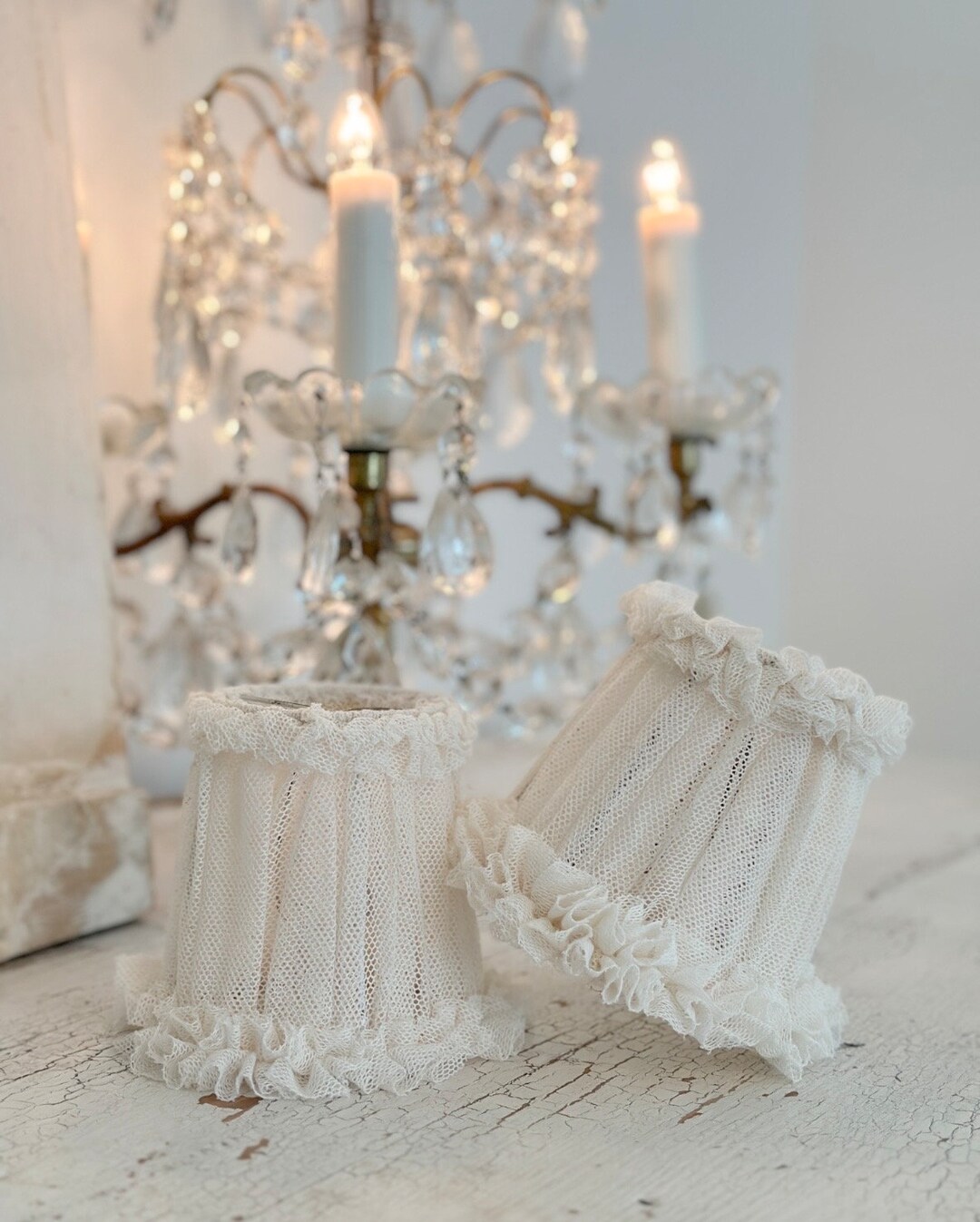 Pair French Antique Shade Ruffle Tulle - Etsy