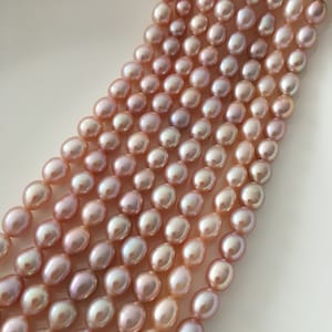 Pink Rice Pearl Strand, 6.5-7.5mm Natural Color Pink Pearls, High ...