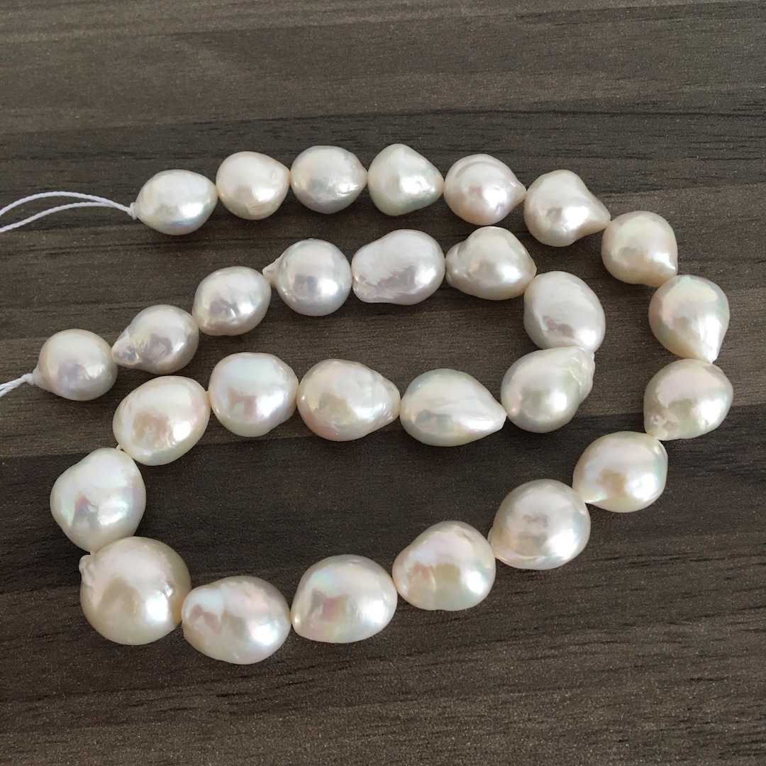 Metallic White Edison Pearl Strand, High Luster Pearls. - Etsy