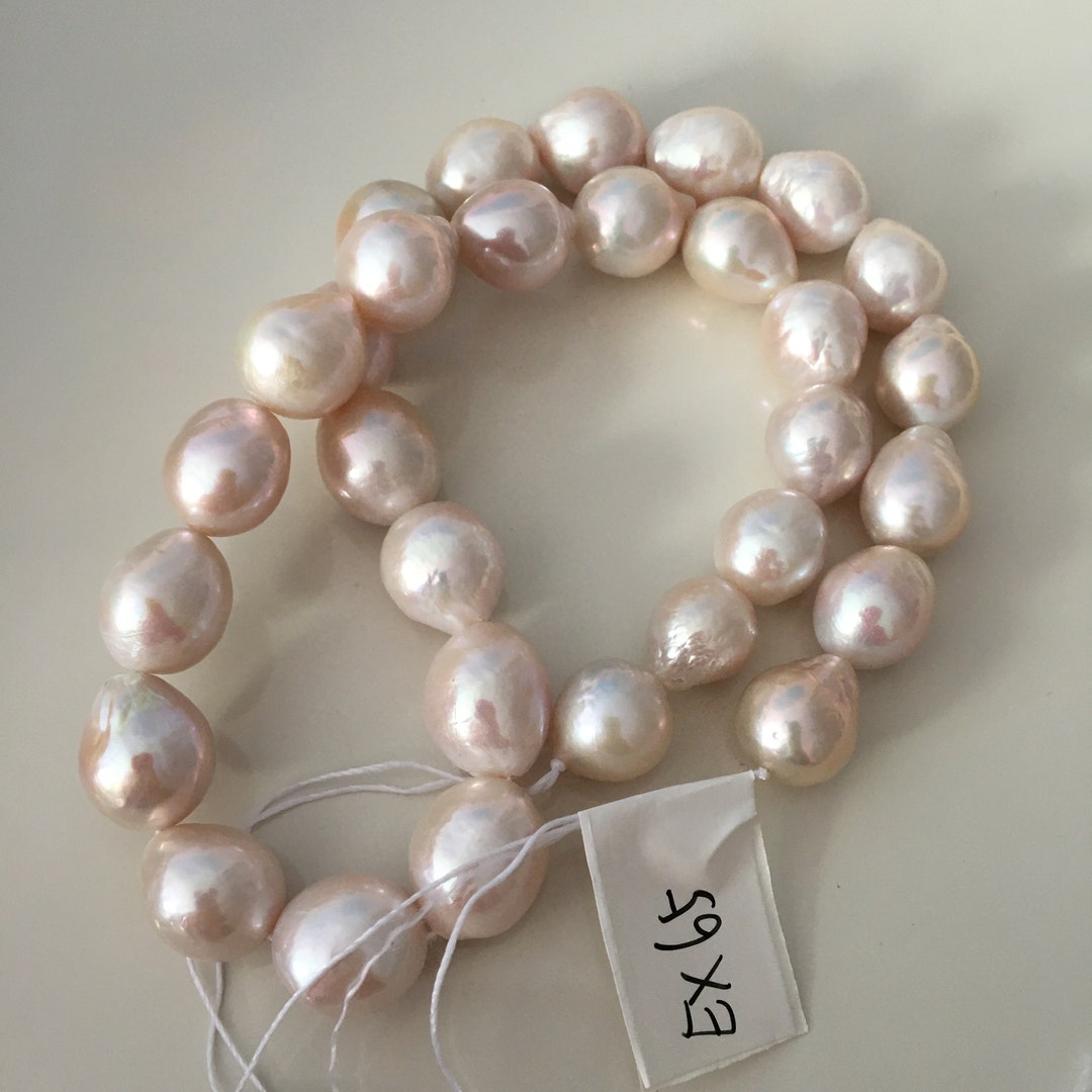 White Edison Pearl Strand, Freshwater Cultured Pearls, 11.5-12.5mm ...