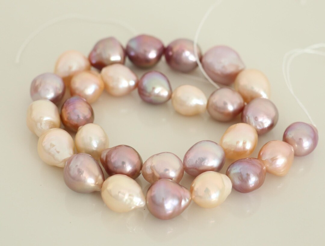 Edison Pearl Strand, 11-13.7mm Baroque Natural Color Freshwater Pearls ...