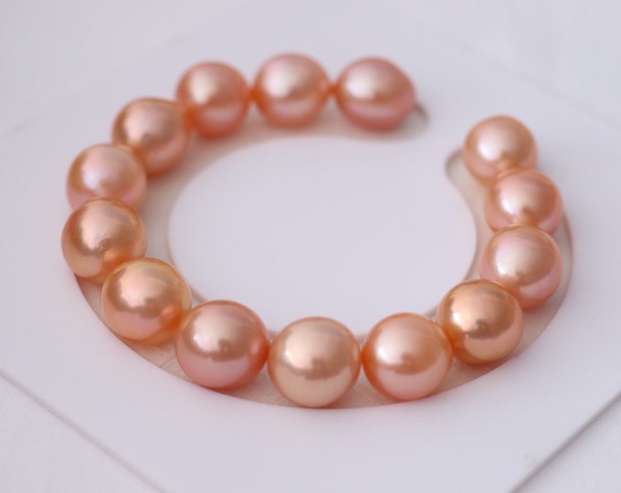 Peach Pink Edison Pearls for Pearl Bracelet, 11-12mm 14pcs Edison Loose ...