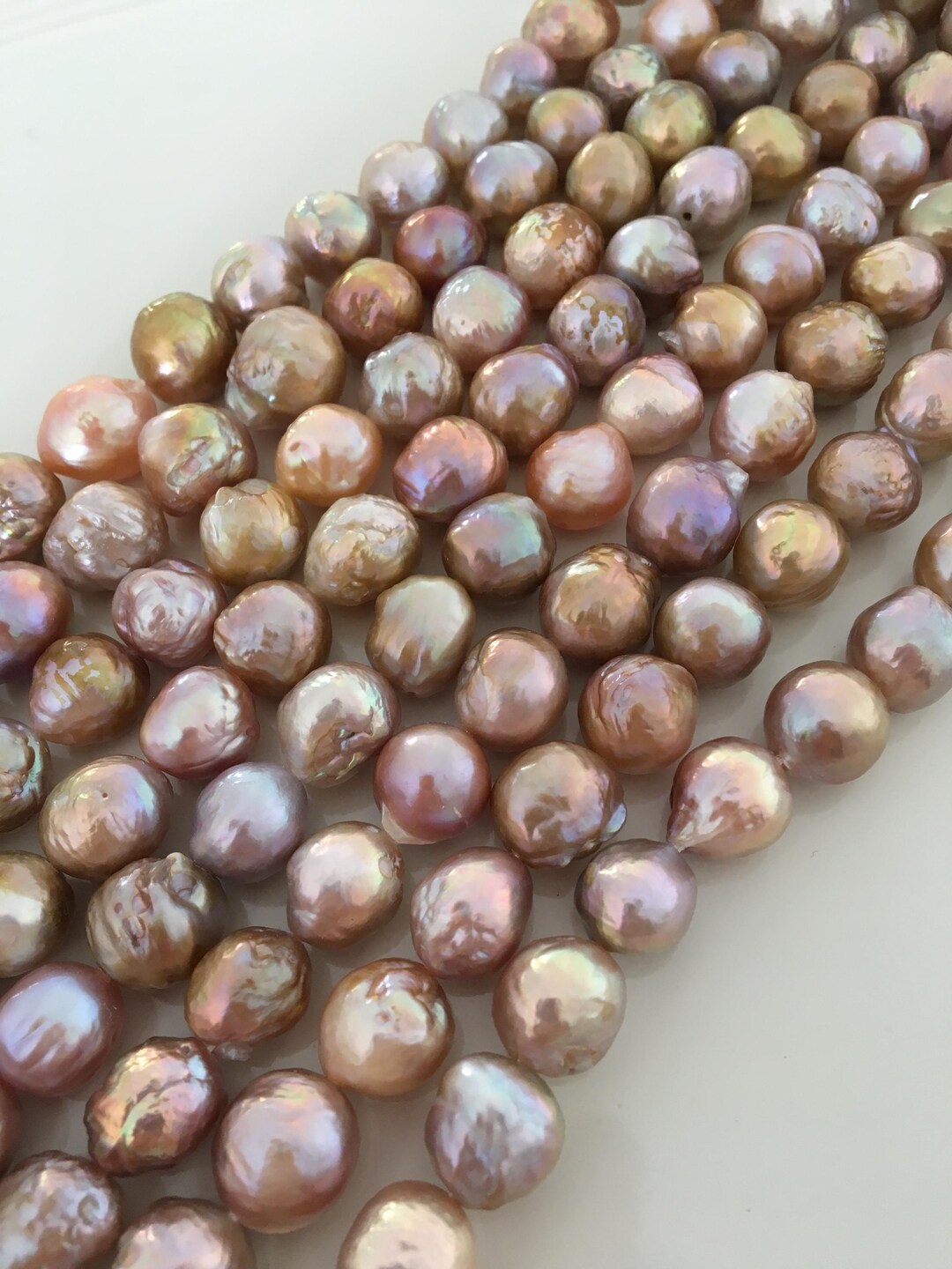 Multi-color Edison Pearl Strand, 8.5-11mm Natural Color Rippled Pearl ...
