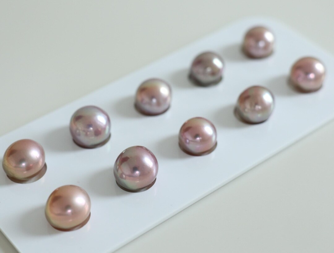 5 Pairs 10-11mm Edison Near Round Oval Pearls, Metallic High Luster ...