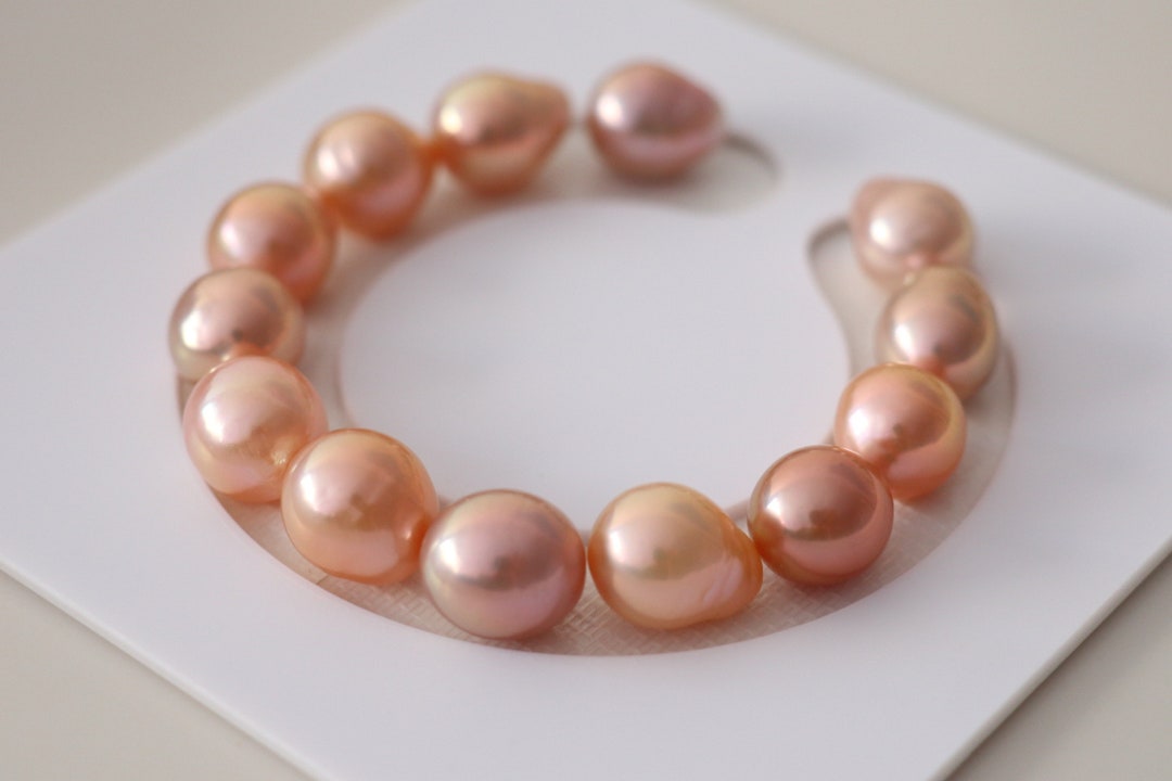Peach Pink Edison Pearls for Pearl Bracelet 11-12mm 13pcs - Etsy