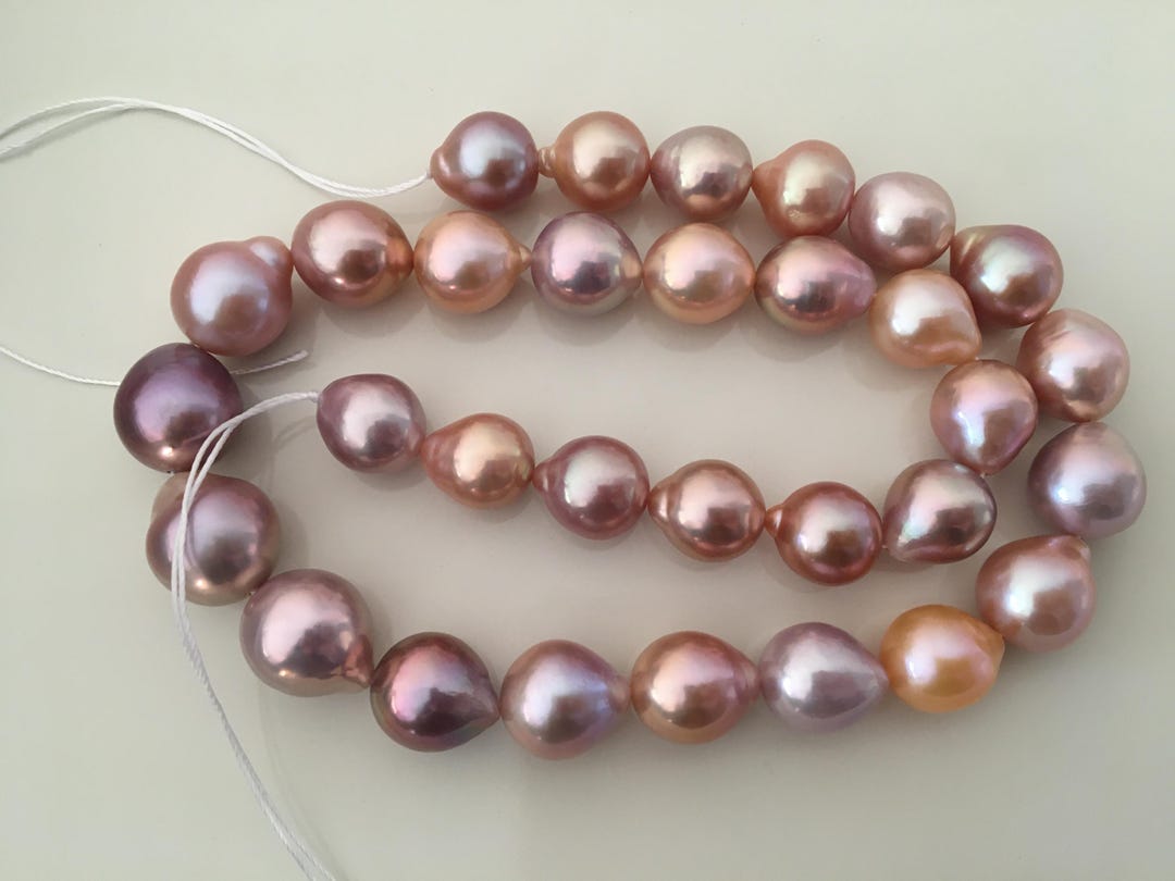 Multi-color Edison Pearl Strand, 11-13.3mm Natural Color Freshwater ...
