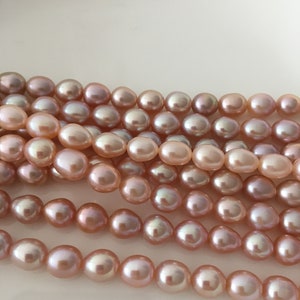 Pink Rice Pearl Strand, 6.5-7.5mm Natural Color Pink Pearls, High ...
