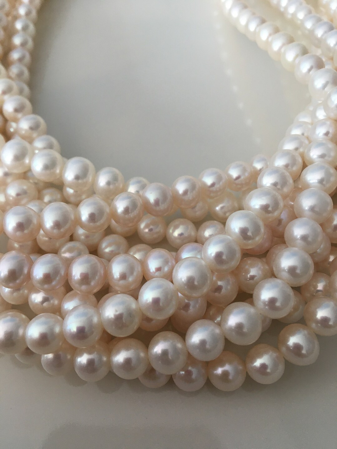 White High Luster Pearl Strand, Freshwater Pearl Strand,6.3-7.3mm, 16 ...