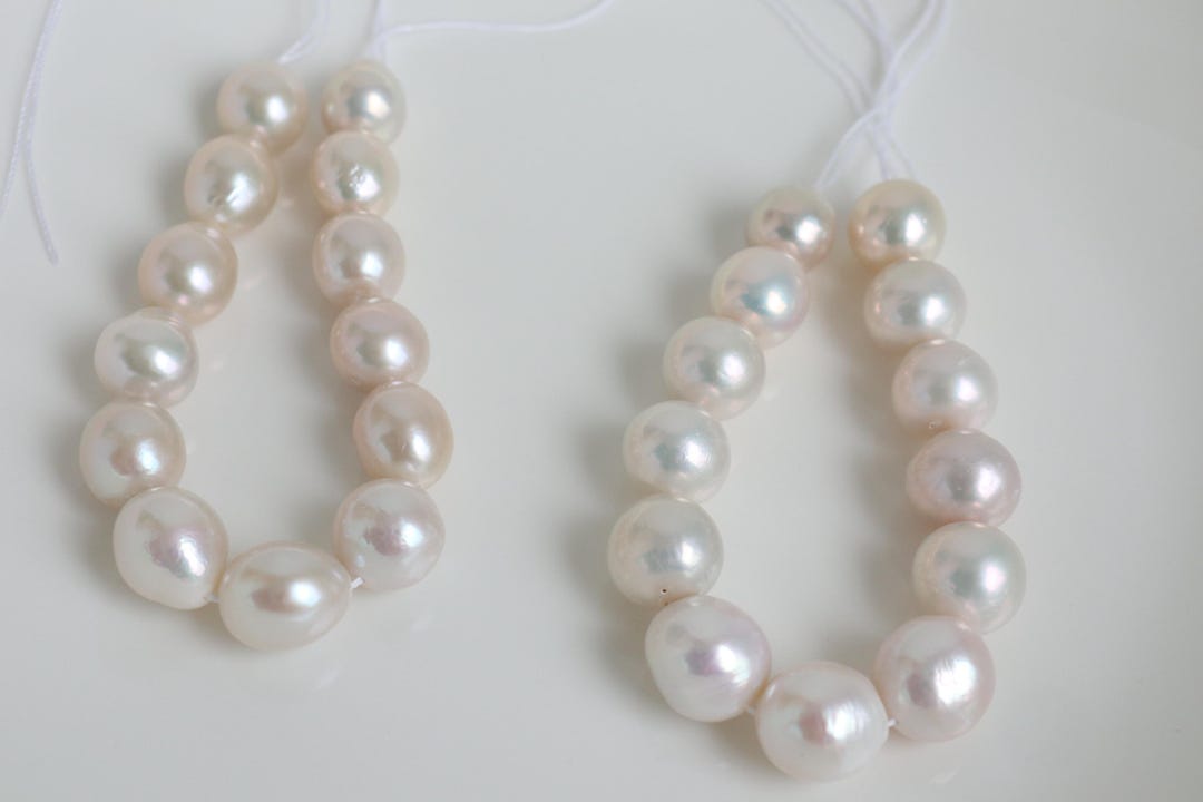 White Edison Pearl Strand, High Luster, Oval Drop (11-12.5mm). - Etsy