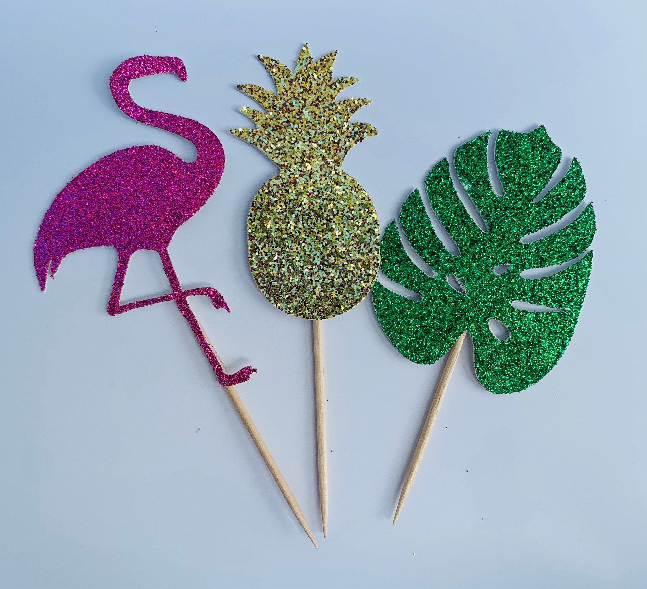 Set of 12 Tropical Cupcake Toppers, Hawaiian Themed Party, Hawaiian ...