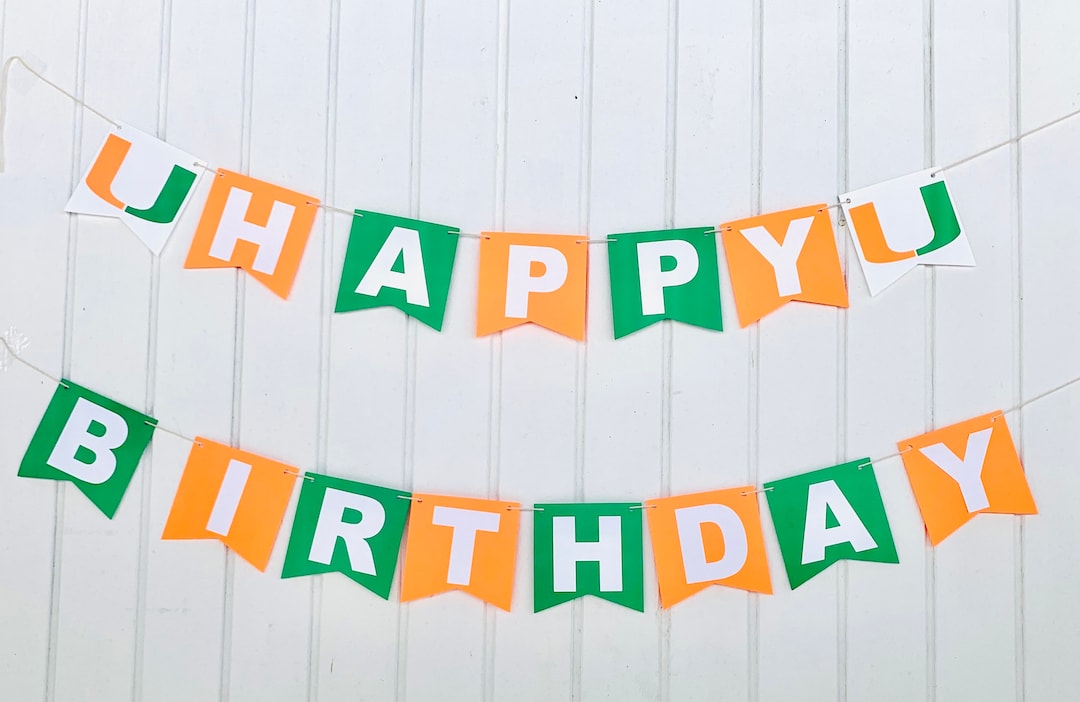 University of Miami Banner, Hurricanes Birthday Banner, Football ...
